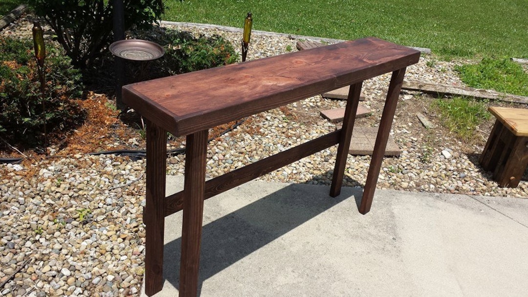 RUSTIC CONSOLE TABLE Sofa Bar Red Mahogany Large Narrow Long 12x60x38"h ...
