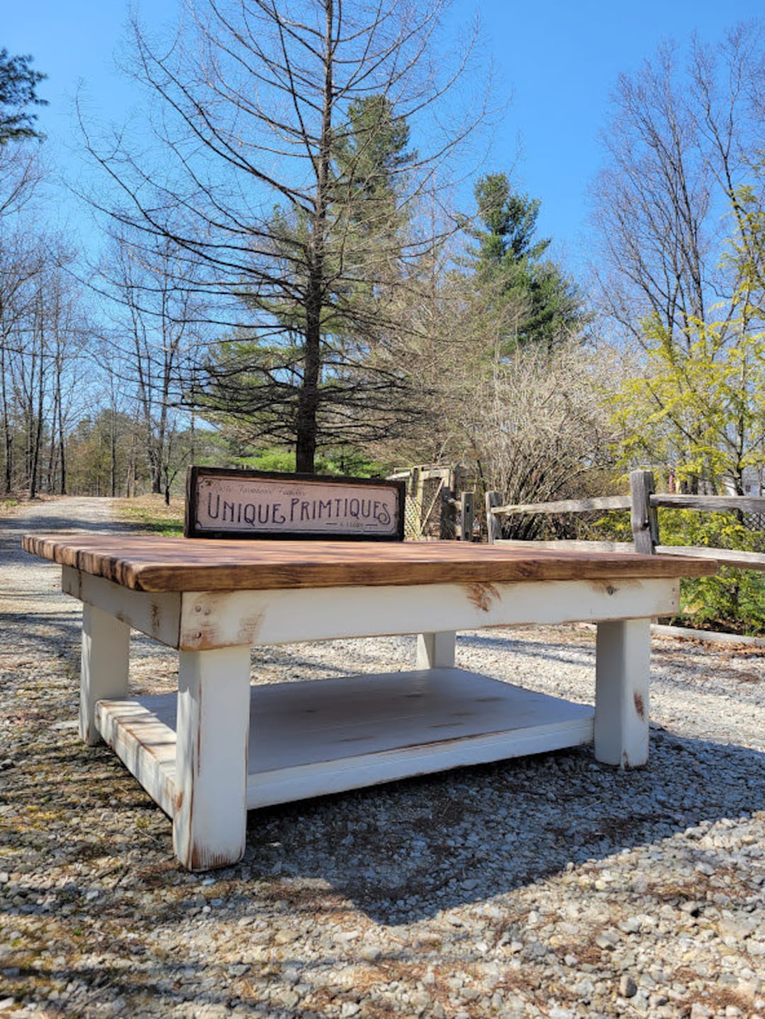RUSTIC FARMHOUSE COFFEE Table Ext Large With Bottom Shelf Farm House ...