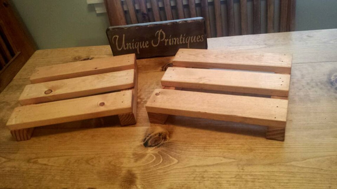 Rustic Primitive Pallet Table Riser SET of TWO Large Coaster | Etsy