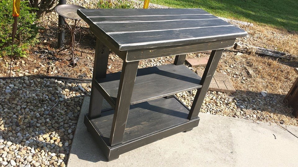 Multi Functional Tall Table Ebony Stained DISTRESSED Black | Etsy