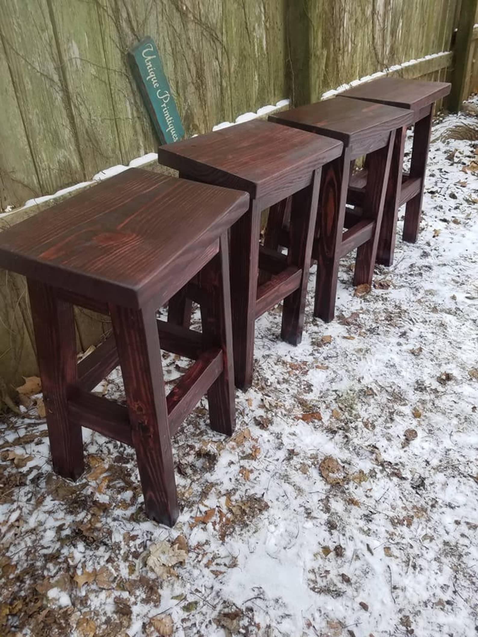 RUSTIC BAR TABLE Kitchen Sofa & Four Stool Set Large Wood | Etsy