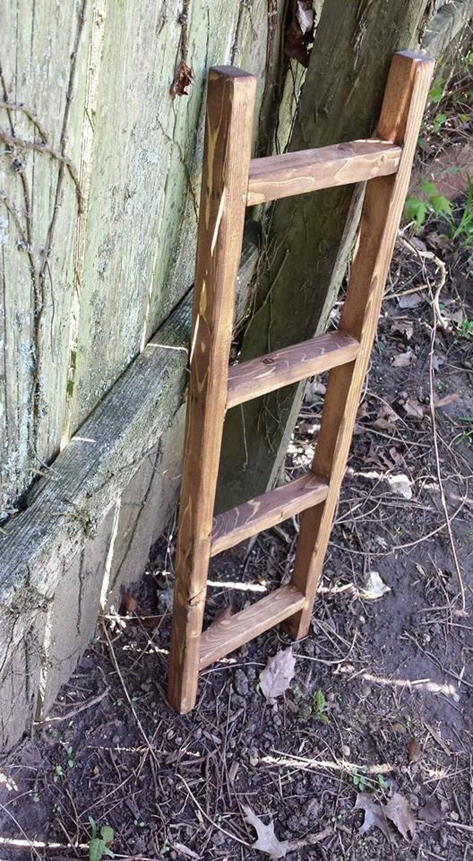 RUSTIC WOOD LADDER Primitive Early American Aged Antiqued Home Decor 9 ...