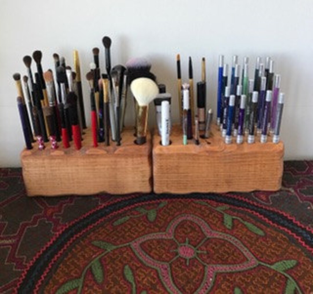 TWO Rustic Reclaimed Solid Wood Home Bathroom Primitive Decor Make up ...