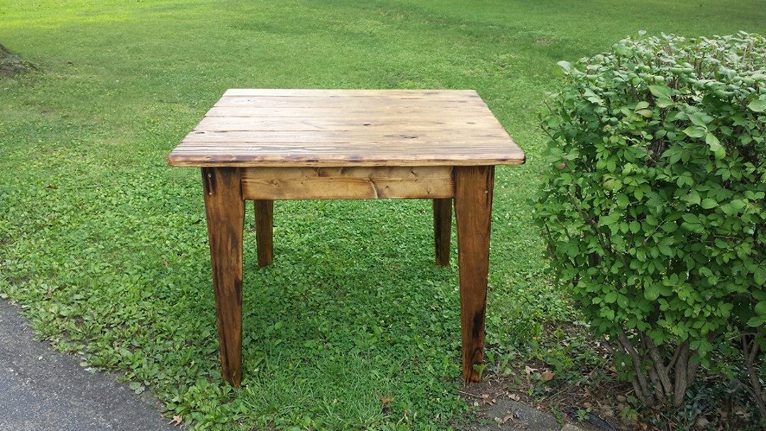 RUSTIC FARMHOUSE TABLE Cabin Cottage Distressed Primitive 48" X 48 ...