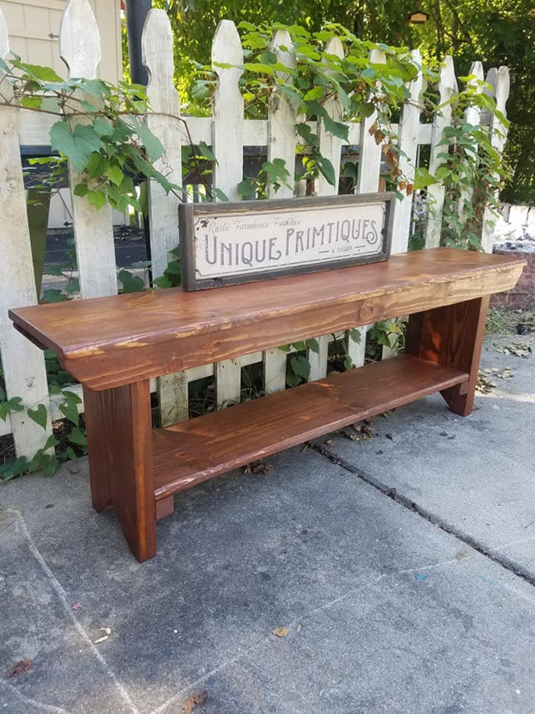 RUSTIC FARMHOUSE BENCH Large Table Riser Mud Room Porch Reclaimed Wood ...