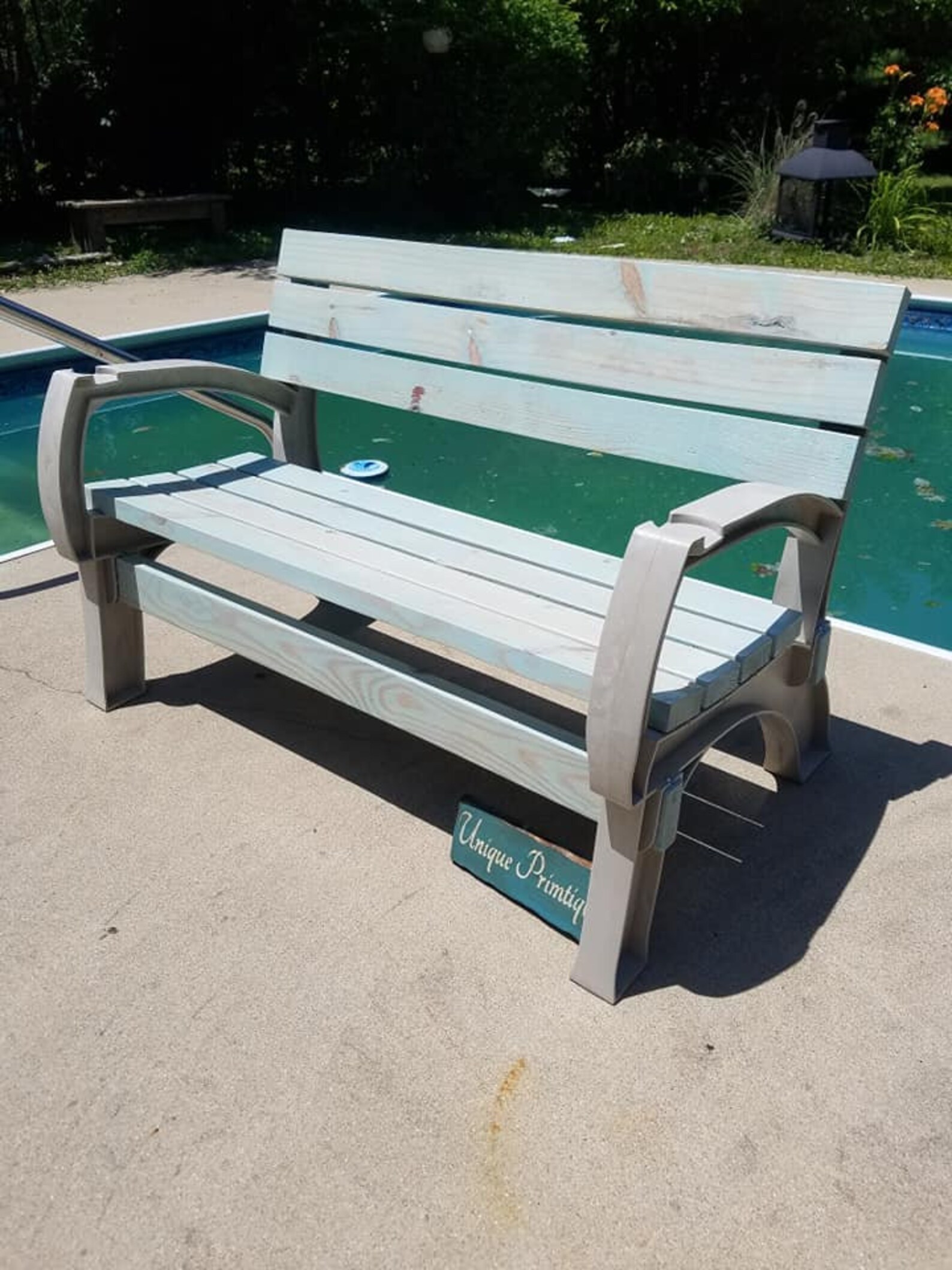 RUSTIC WOOD BENCH Coastal Bleached Blue Indoor Outdoor W/back - Etsy