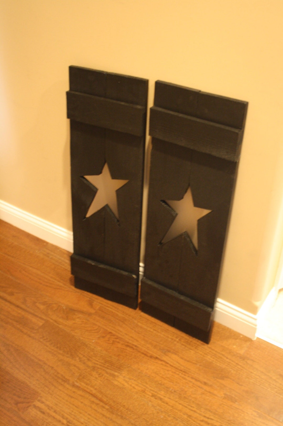 STAR SHUTTERS Primitive Cutout Black 11x36"h Wood Wooden Indoor Outdoor ...