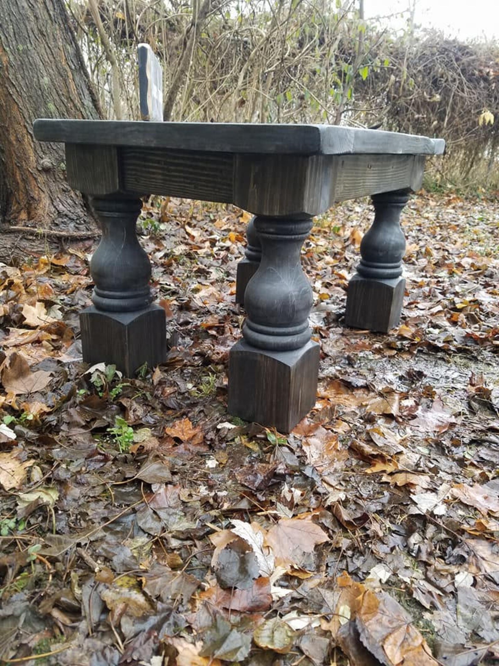Turned Leg COFFEE TABLE Solid Rustic Reclaimed Salvaged Wood Custom ...