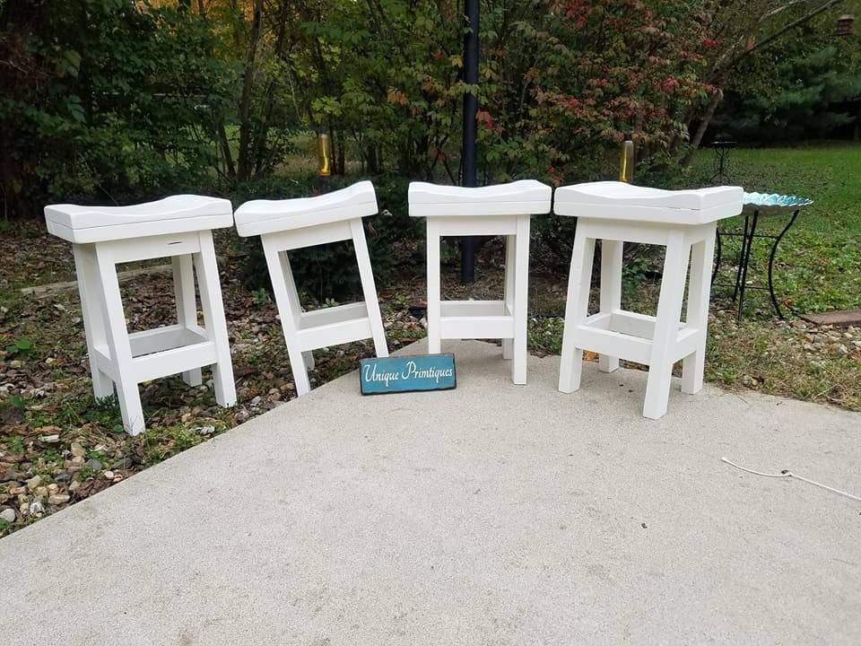 FARMHOUSE BAR STOOL Rustic Farm House Bench Set of Four Stools | Etsy