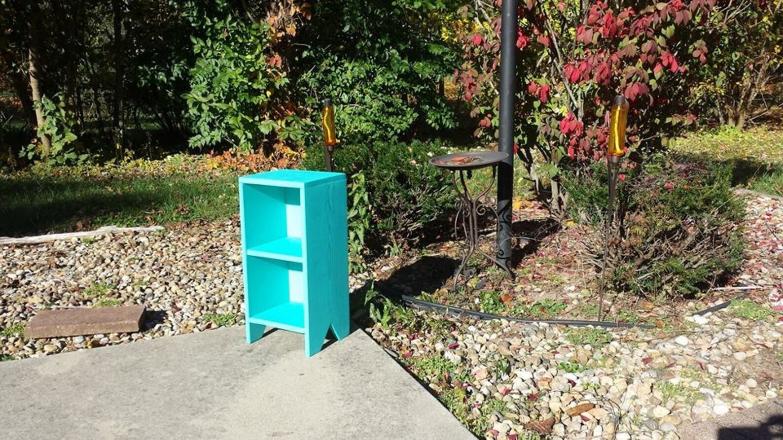 Patina Tint Bright Blue Book Shelf Small Bookcase CD Movie Rack Multi ...