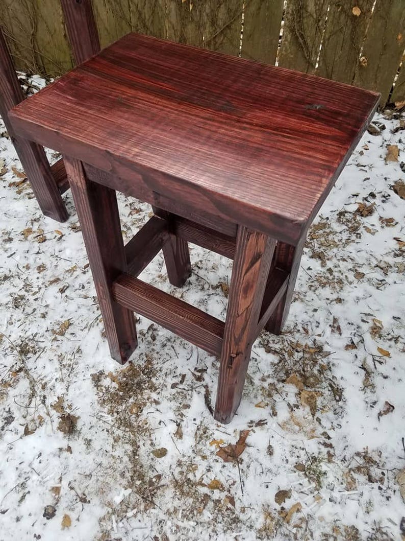 Rustic Kitchen BAR STOOLS Black Cherry Stain Primitive Dining | Etsy