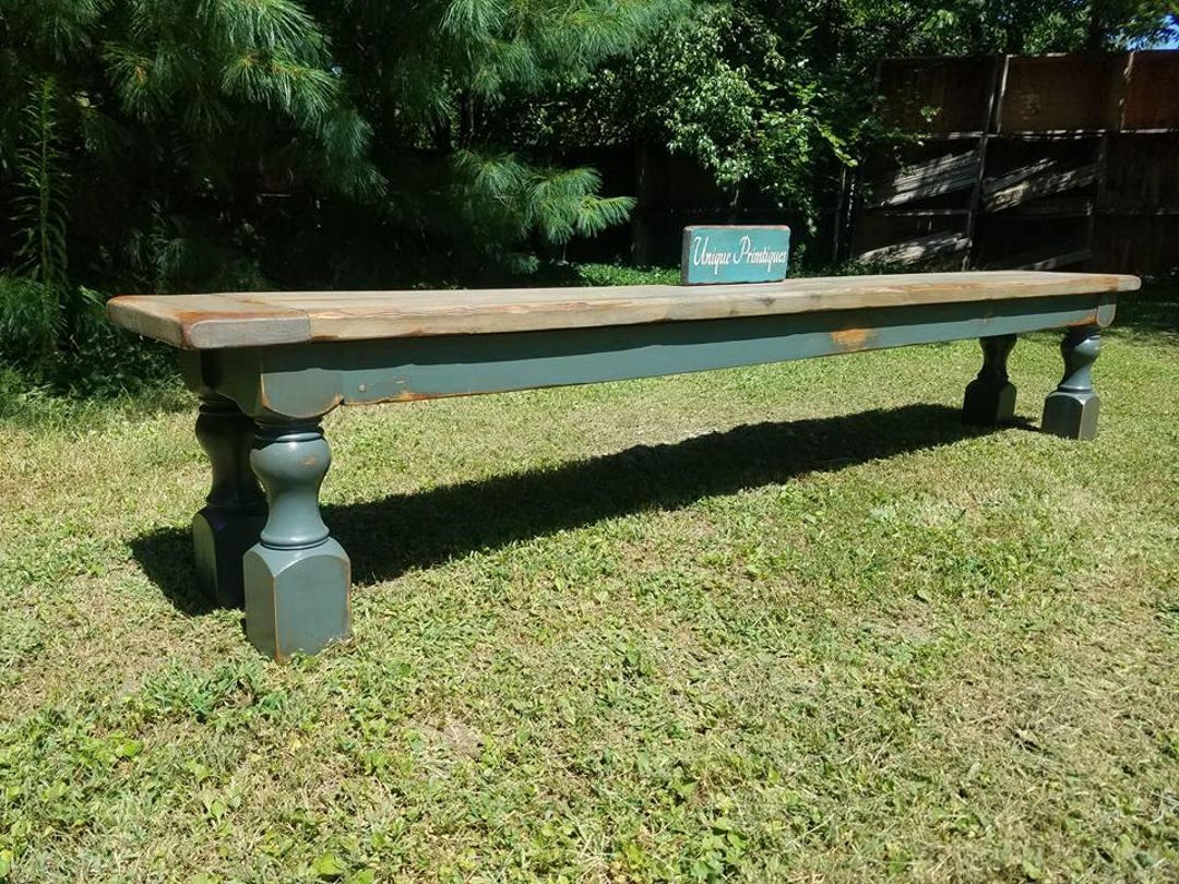 RUSTIC FARMHOUSE BENCH New England Farm House Wood Extra Large Long ...