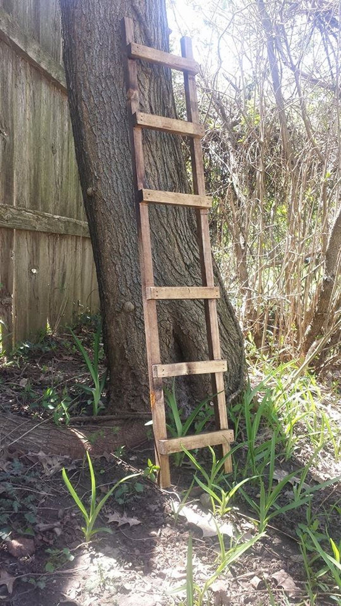 RUSTIC WOOD LADDER Primitive Aged Oak Home Garden Decor - Etsy
