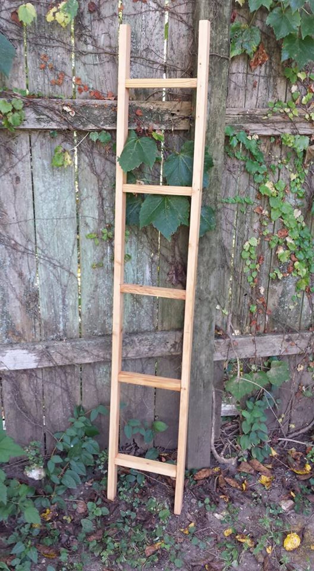 RUSTIC WOOD LADDER Primitive Golden Pecan 11x64 Quilt Blanket Scarf Tie ...