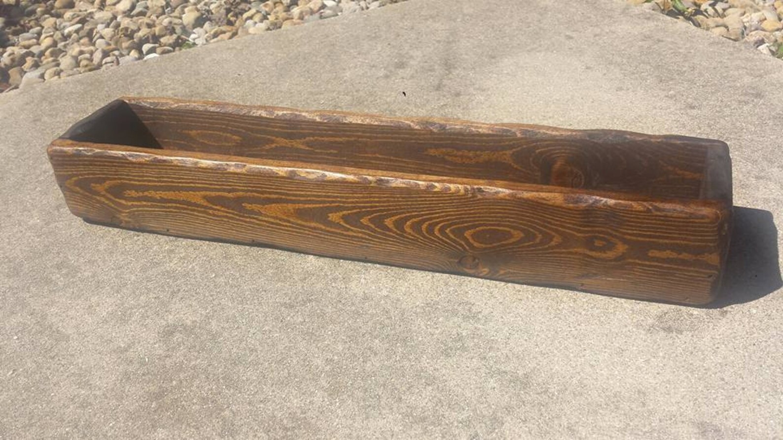 Unique Primtiques Dark Walnut Stained Wood Box Tray Candle Holder ...