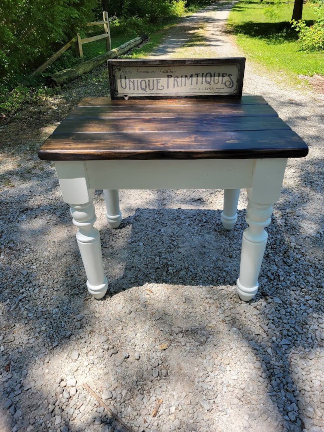 RUSTIC FARMHOUSE TABLE Turned Leg Reclaimed Wood Farm House Kitchen ...