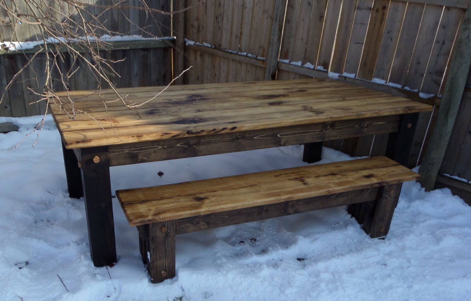 RUSTIC Wood TABLE Large Set Cabin Farmhouse 48x96x31h 8-Foot | Etsy