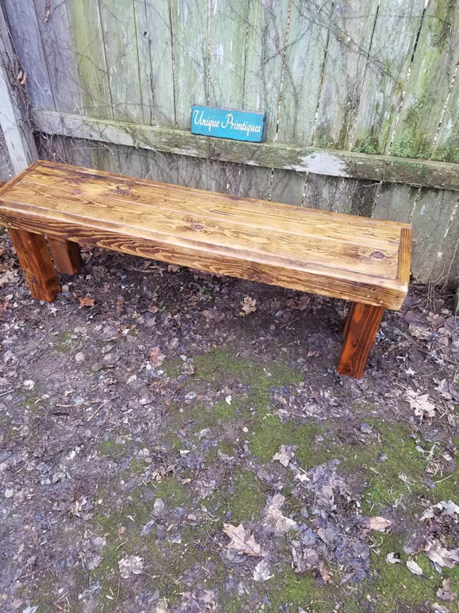 RUSTIC WOOD BENCH Honey Pine Stain Reclaimed Wooden Framed - Etsy