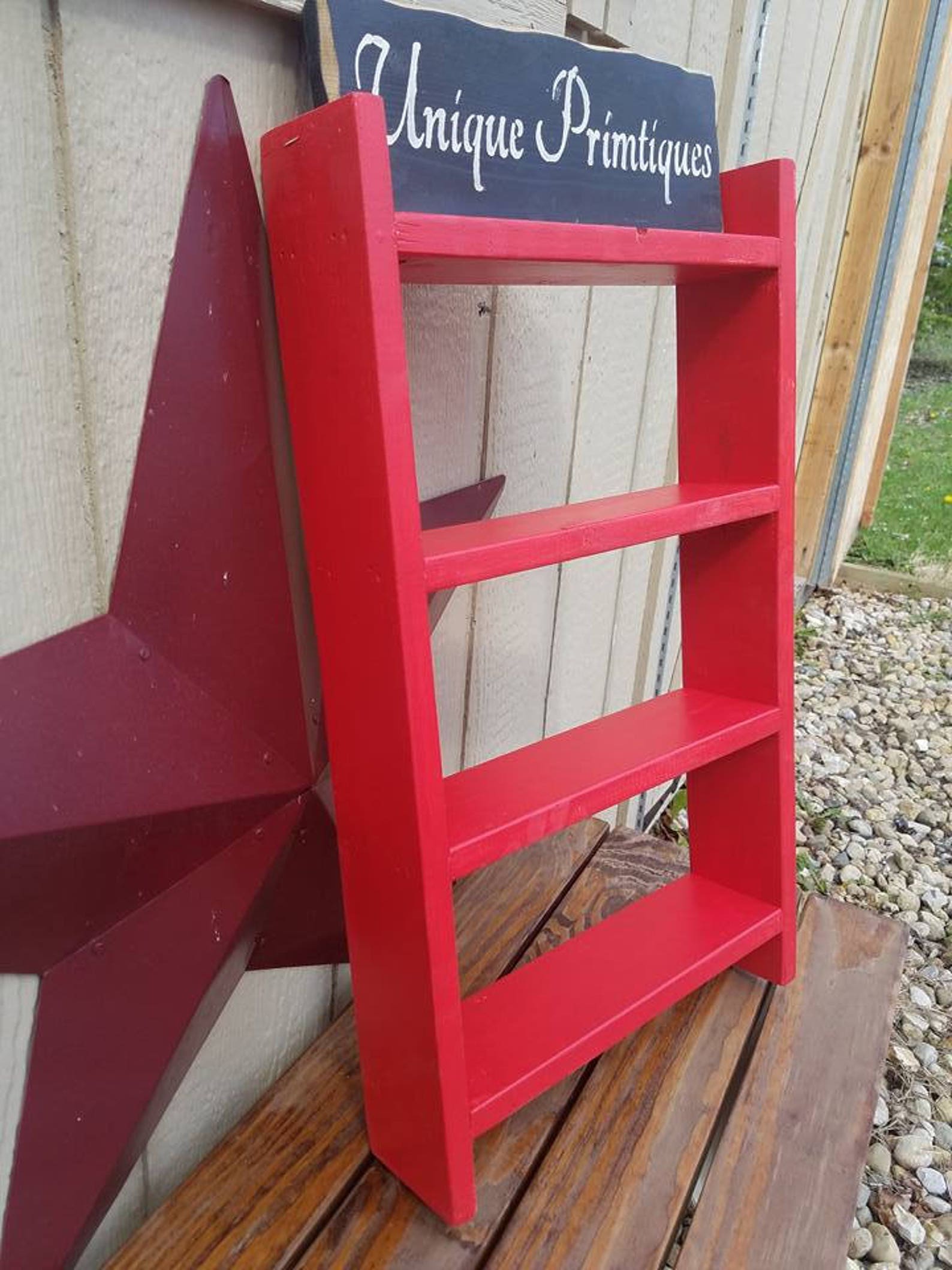 Fire Engine RED Ladder Shelf Home Wall Decor Custom Sizes | Etsy