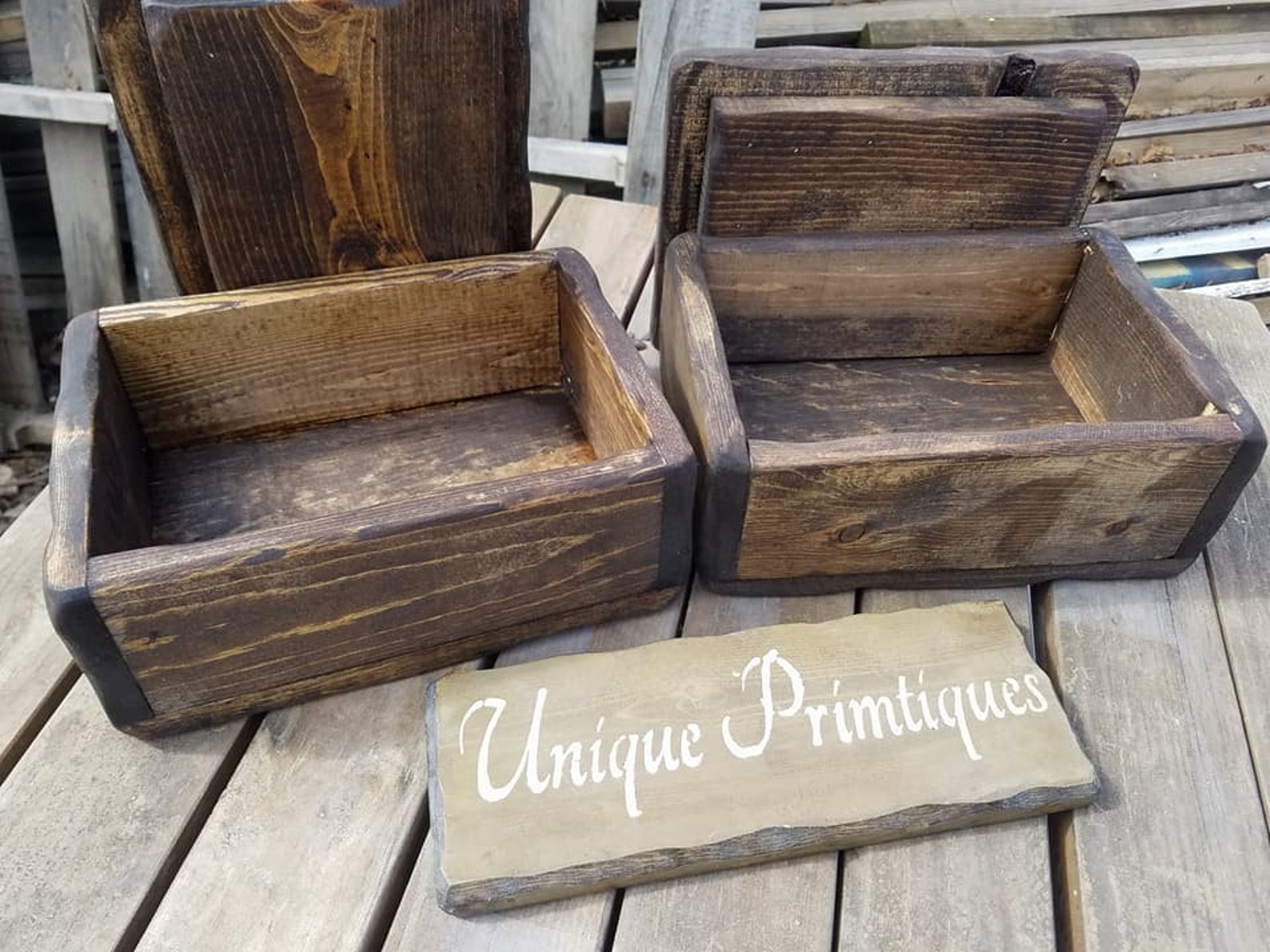 Rustic Nesting Lid Boxes Lot of FIVE Reclaimed Wood Tray Box 8x11x5h ...