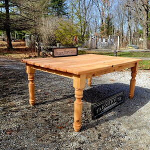 French Country Rustic Farmhouse TABLE Golden Pecan Chunky Turned Legs ...