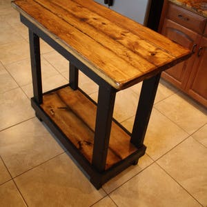 Rustic Kitchen ISLAND Wood Bar Table Cabin Farm House Tall Burnt Golden ...
