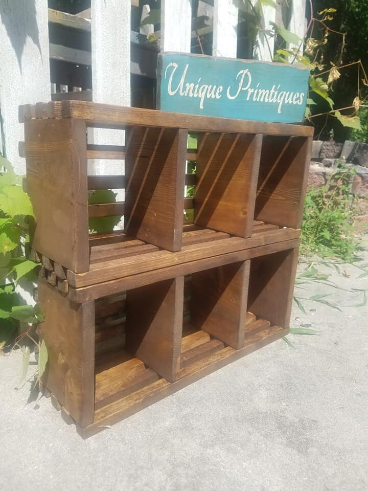 Rustic FARMHOUSE CRATE BOX Lot Of Two W Dividers Reclaimed | Etsy