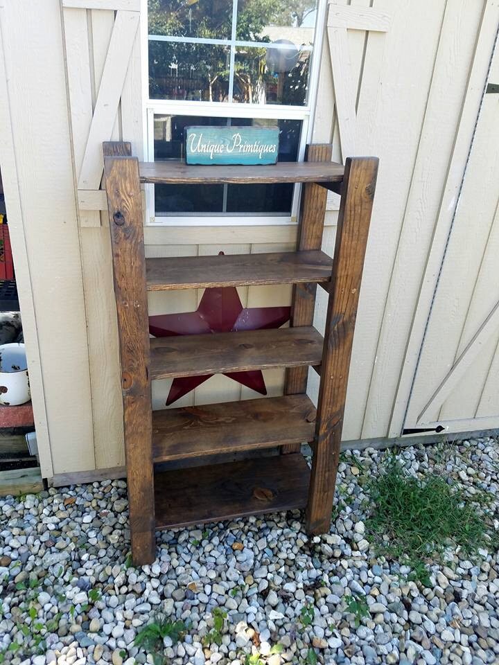 RUSTIC BOOKCASE TALL Wood Display Ladder End Bookshelf | Etsy