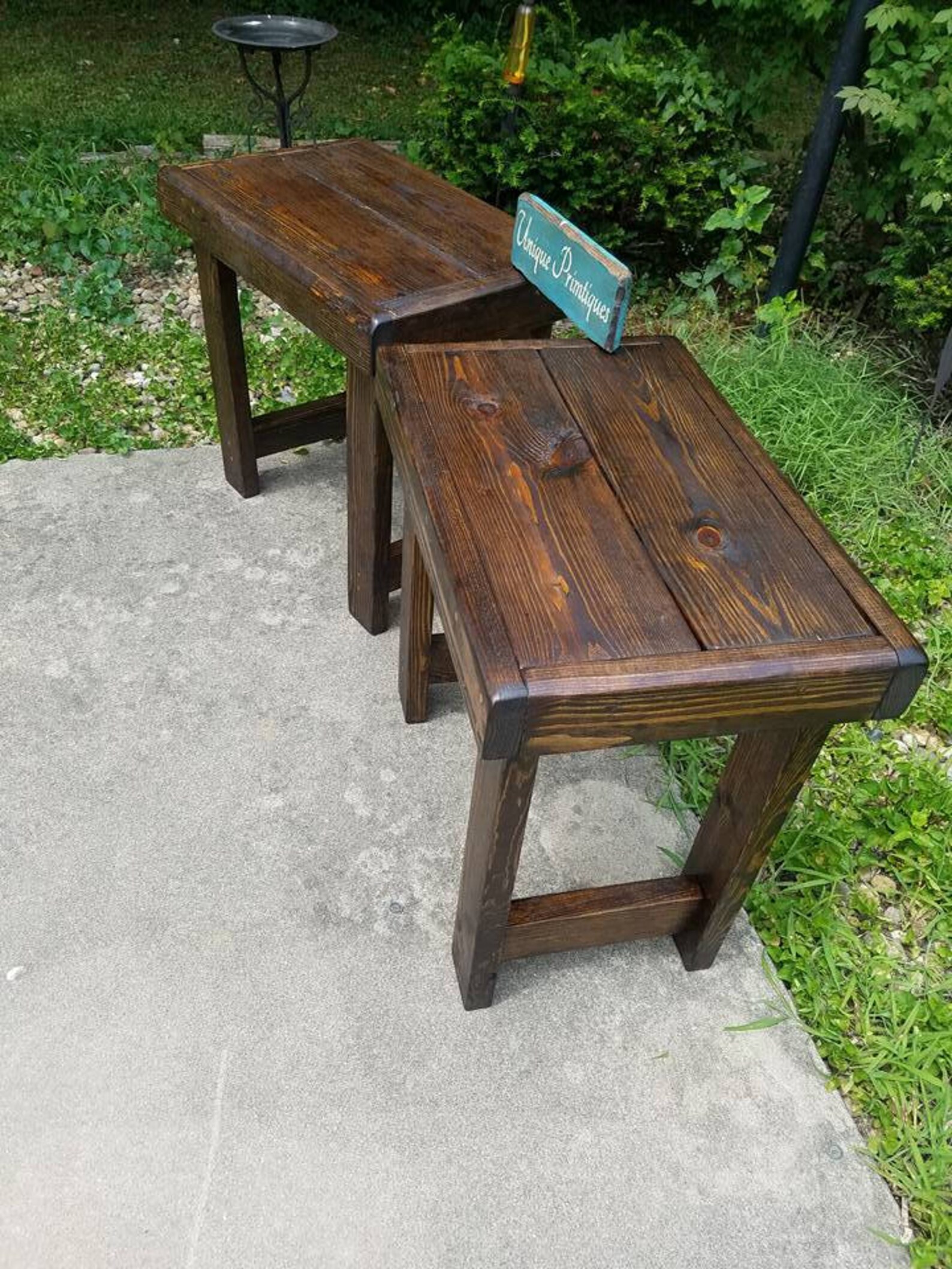 RUSTIC END TABLES Set Reclaimed Wood Side Table Speaker Accent - Etsy