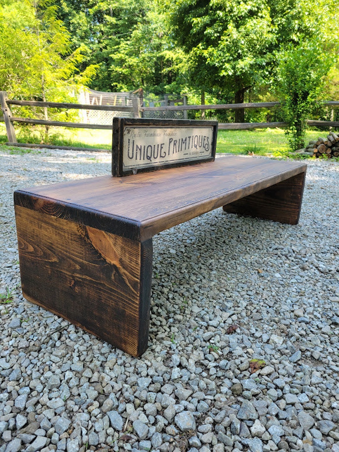 Rustic TABLE RISER Floor Desk Bench Large Centerpiece TV Entertainment ...