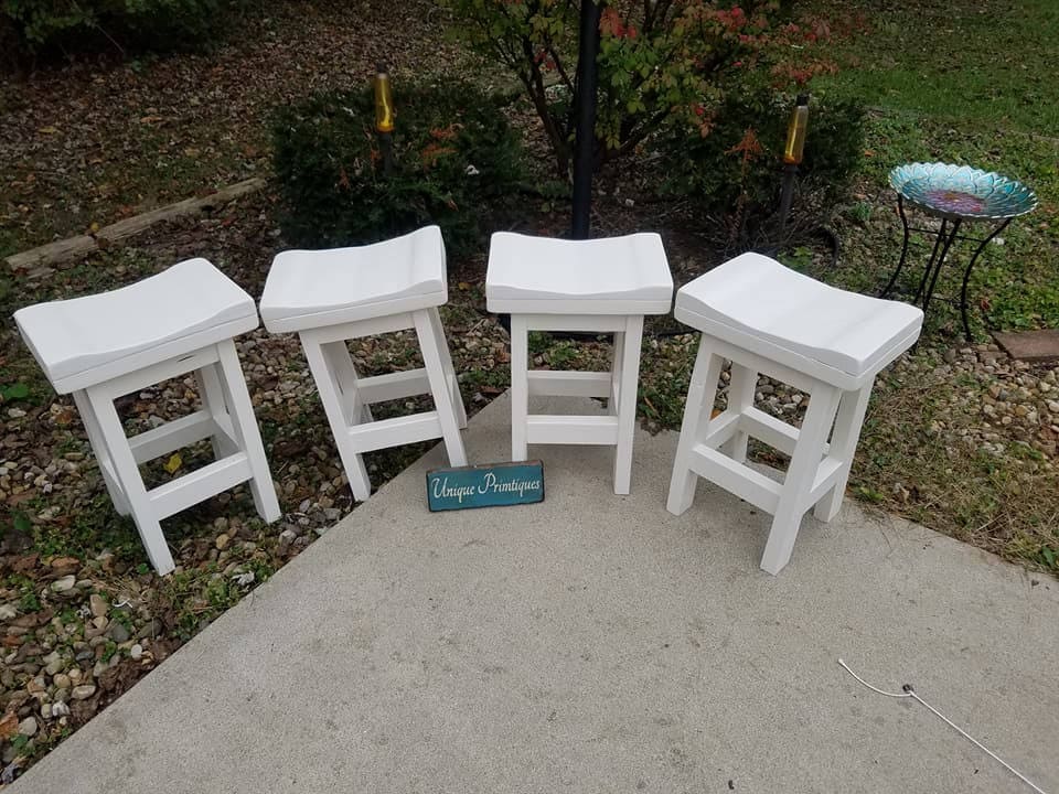 FARMHOUSE BAR STOOL Rustic Farm House Bench Set of Four Stools | Etsy