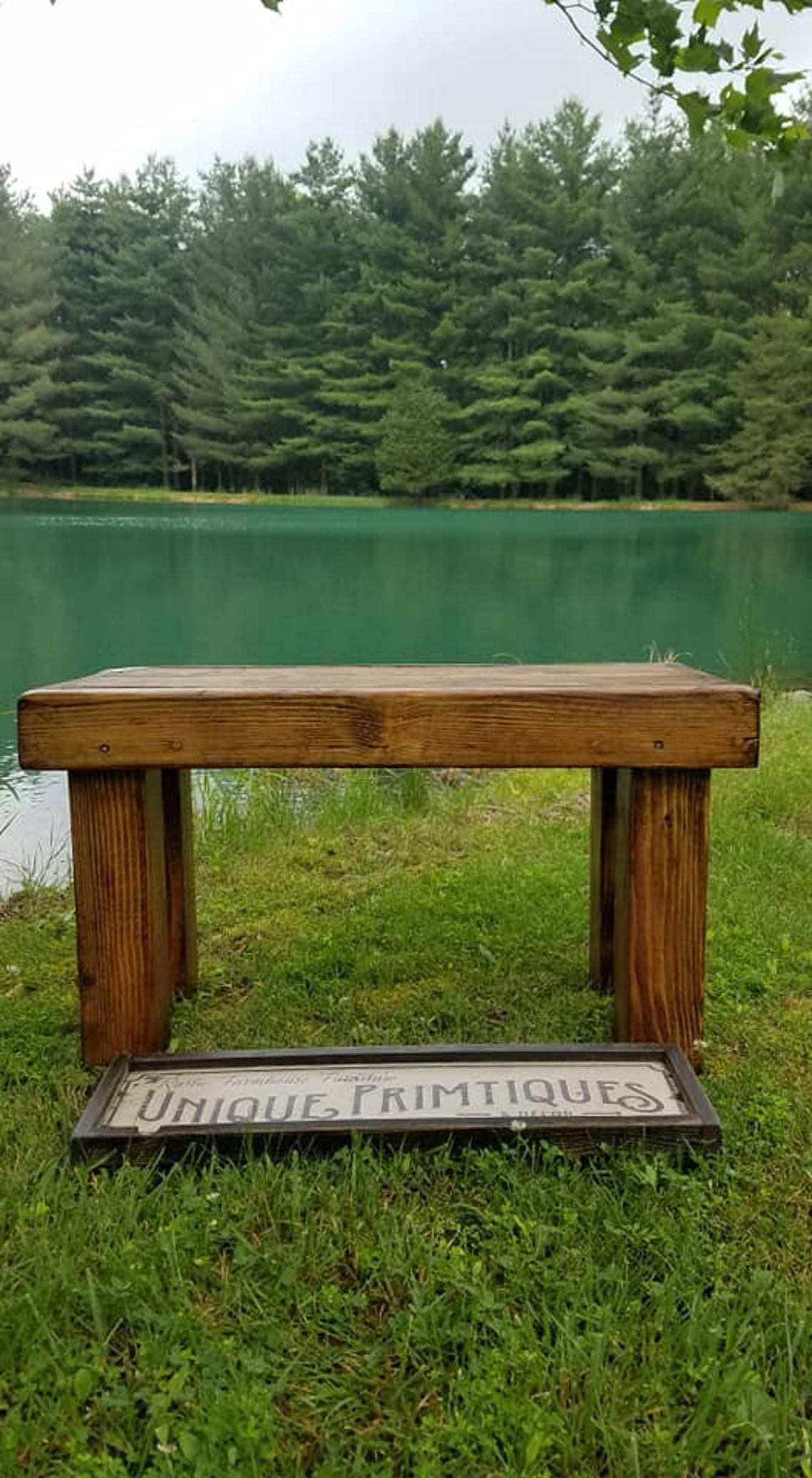 RUSTIC WOOD BENCH Indoor Outdoor Solid Wood Mission Oak Primitive ...