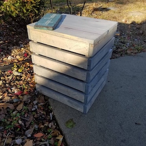 TWO Crate END TABLES Reclaimed Pallet Wood Hidden Storage Speaker ...