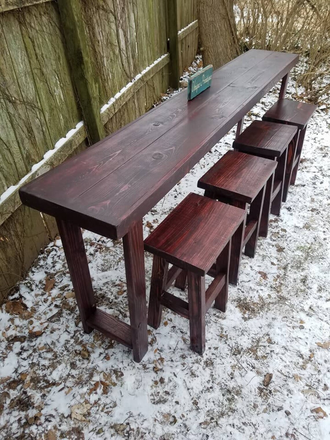 RUSTIC BAR TABLE Kitchen Sofa & Four Stool Set Large Wood - Etsy