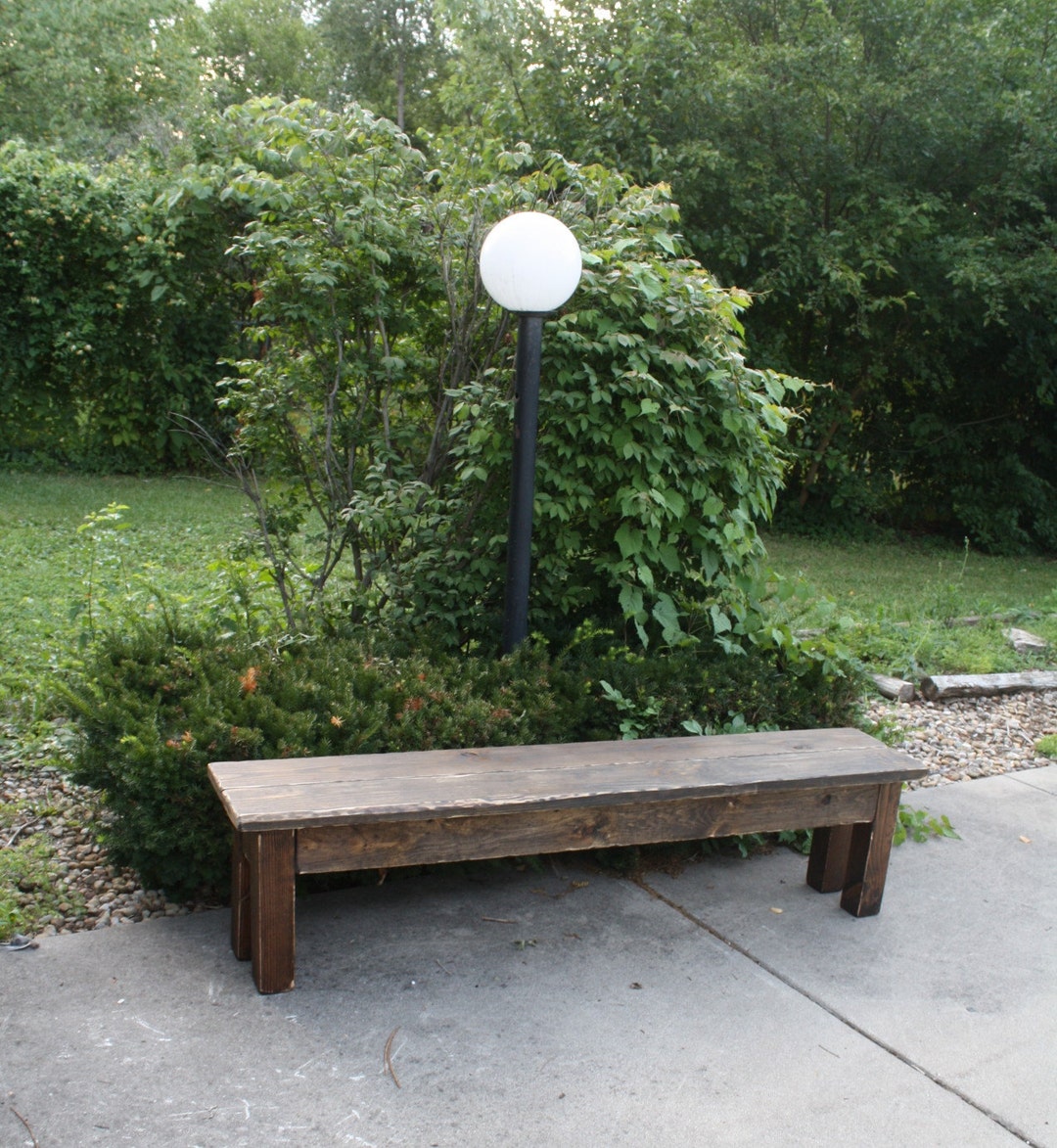 RUSTIC FARMHOUSE BENCH Wood Farm House 14x77x19h Distressed Dark Walnut ...