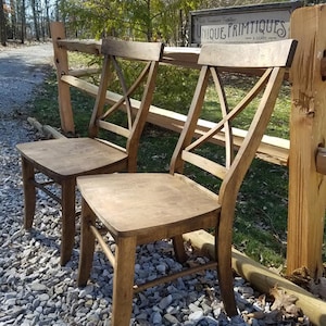RUSTIC CHAIRS FOUR Beautiful Rustic Wood Malaysian Oak Solid Wood X ...