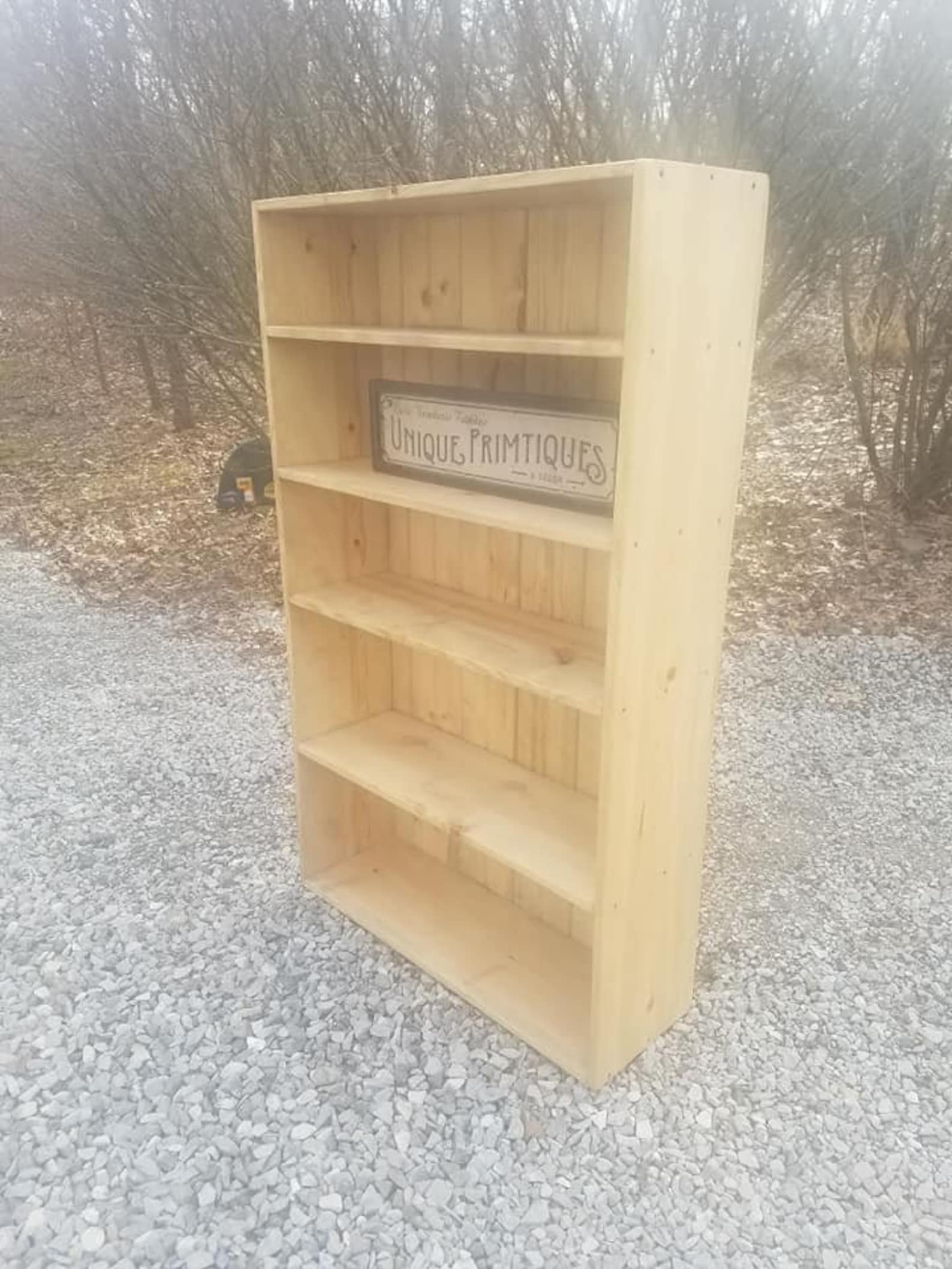 Rustic Wood Bookcase Shelf Reclaimed Barn Wood Look Primitive - Etsy