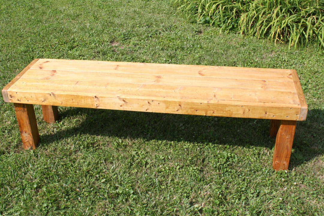 Beautiful Primitive Golden Oak Stained EXTRA WIDE Solid Wood Rustic Bench 19-1/2" X 72" X 19"h ...