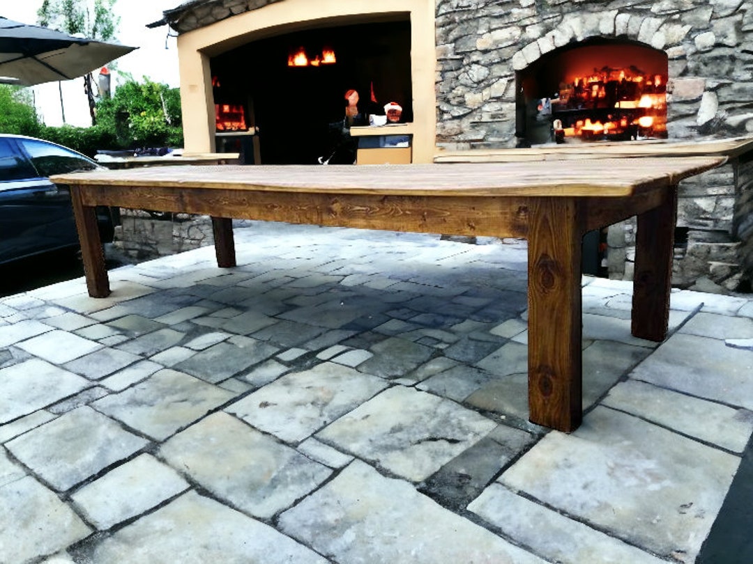 MASSIVE Rustic FARM TABLE Farmhouse Primitive Country Cabin Distressed ...