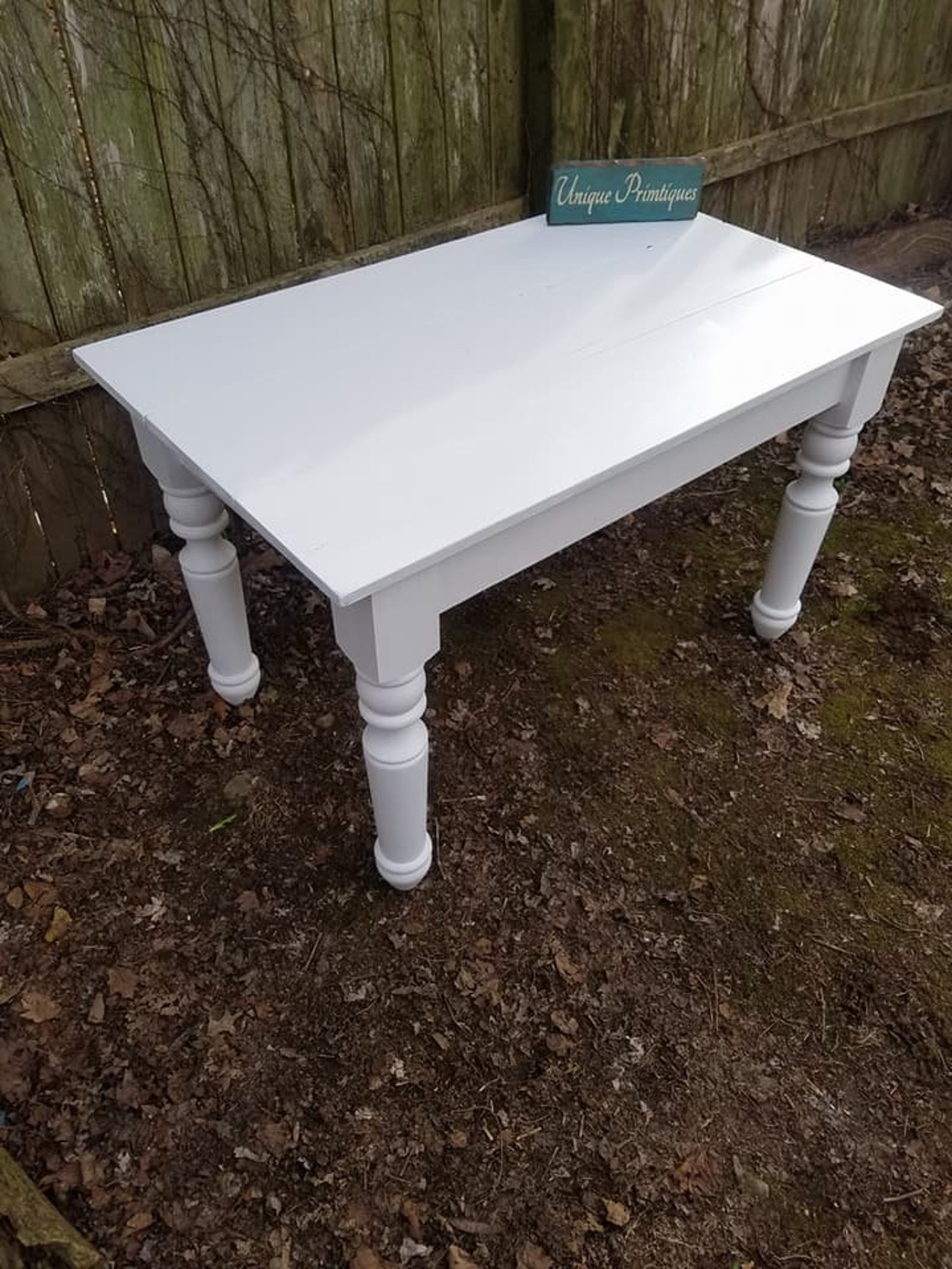 Rustic KITCHEN TABLE Turned Leg Reclaimed Wood Farm House | Etsy