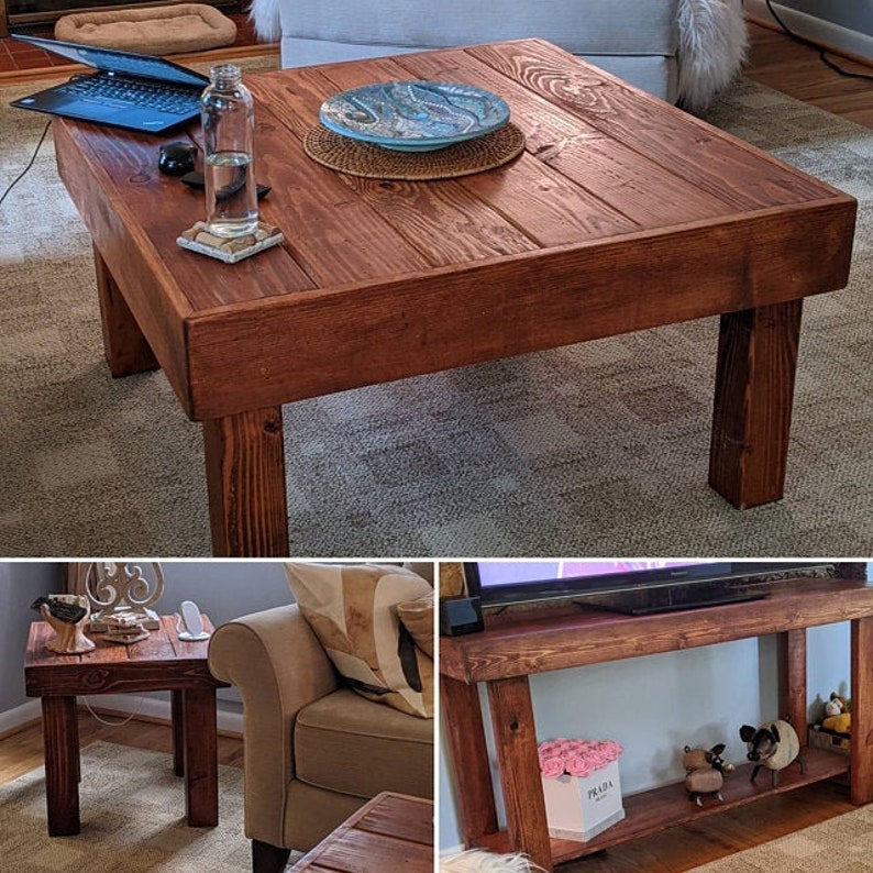 FARMHOUSE COFFEE TABLE Solid Rustic Wood Custom Sizes Colors - Etsy