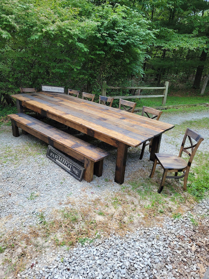Rustic FARM TABLE 10 12 14 Foot FT Set W/you Pick Chairs Farmhouse ...