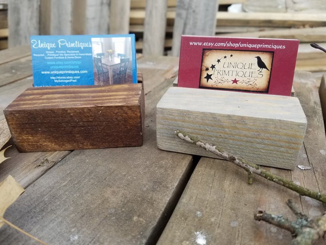 Rustic Business Card Holder Desk Top Display Restaurant Show Event ...