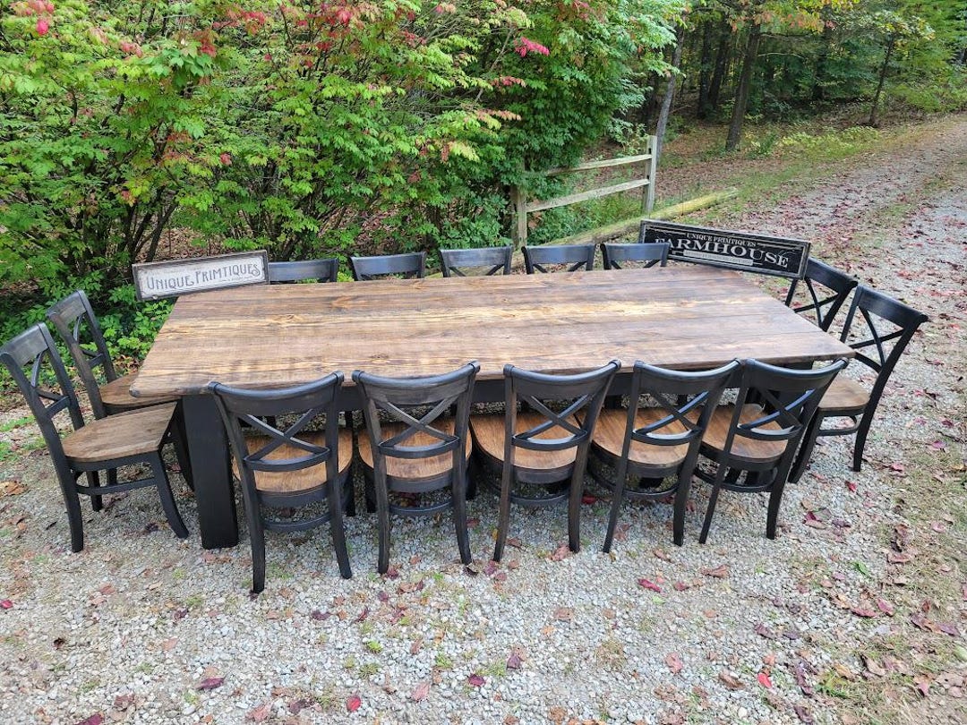 Rustic FARM TABLE 10 Ft or 12 Foot Set W/you Pick Chairs Farm House ...