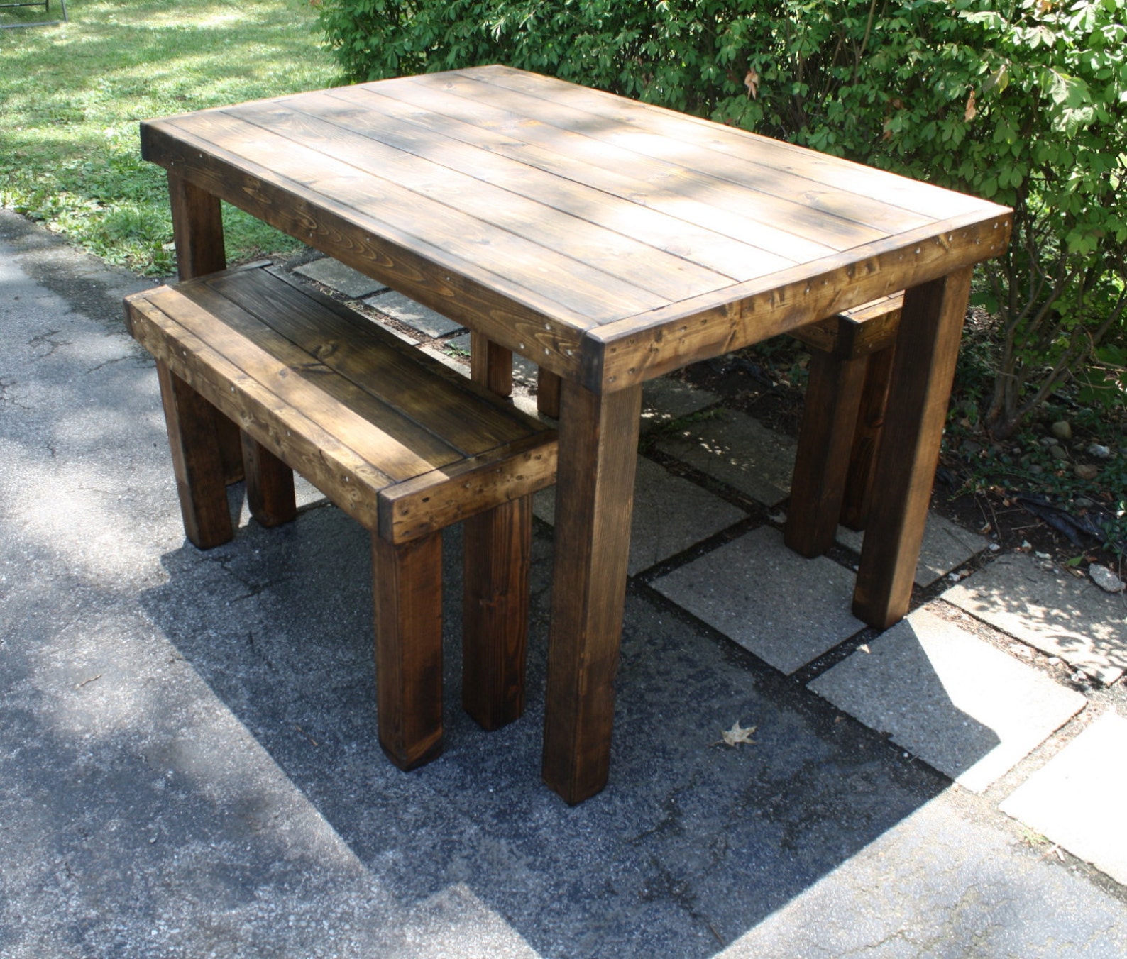 RUSTIC PUB TABLE Beautiful Primitive Dark Walnut Tall Kitchen Table W ...