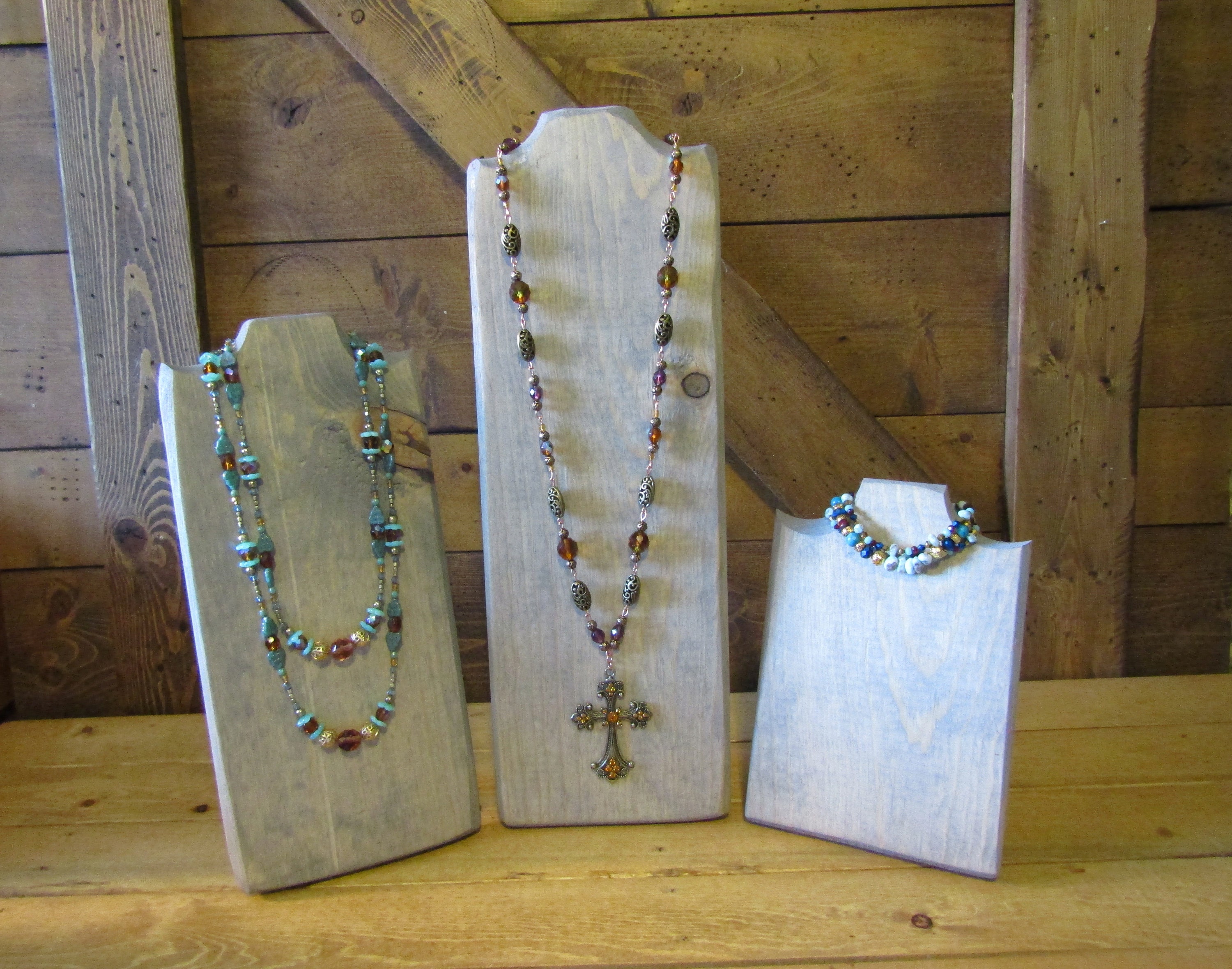 Rustic JEWELRY DISPLAY Necklace Stand Holder SET Of Four | Etsy