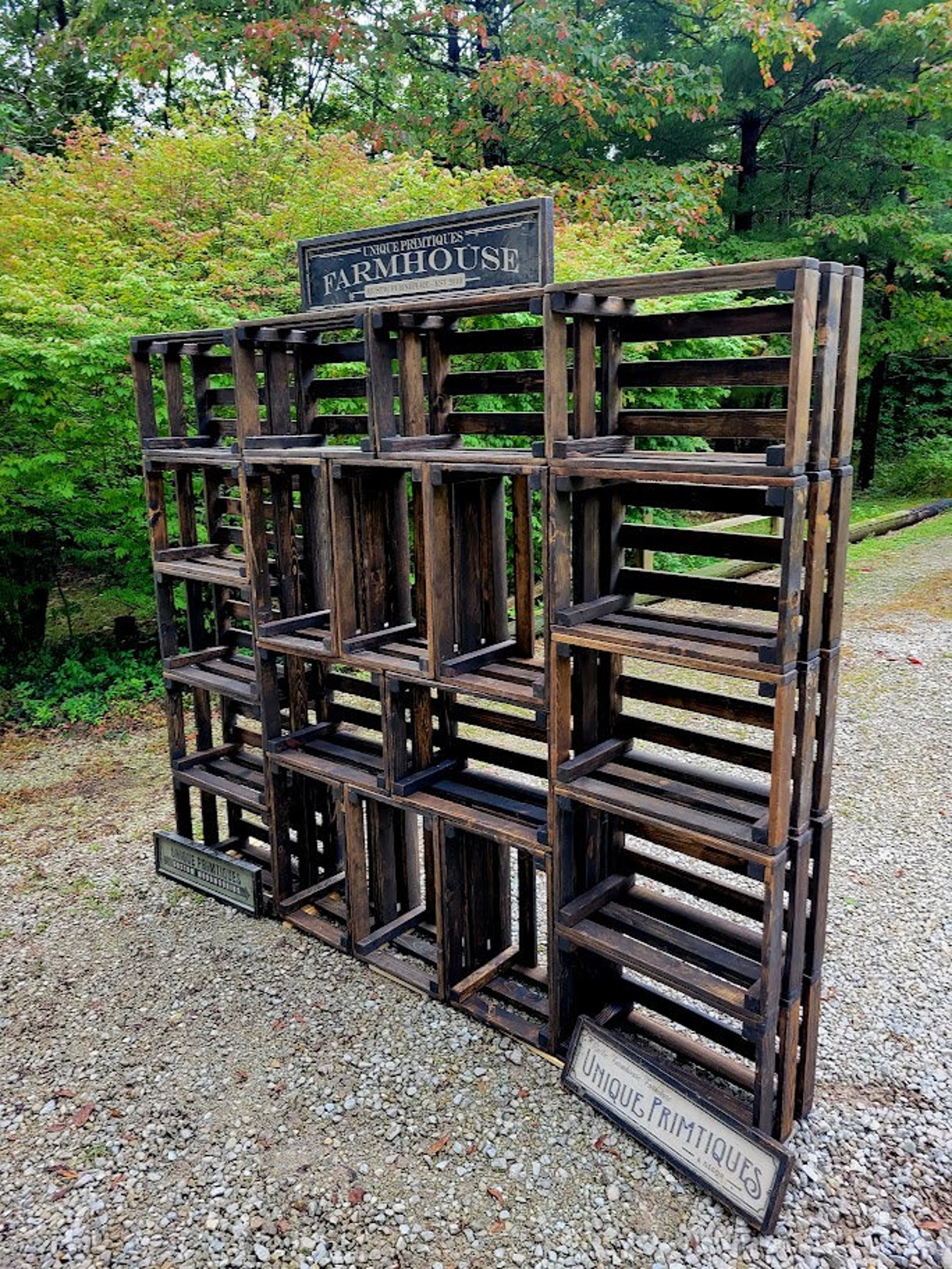 CRATES Rustic BOOKCASE Make Long Tall Narrow Wide WALL Unit Console ...