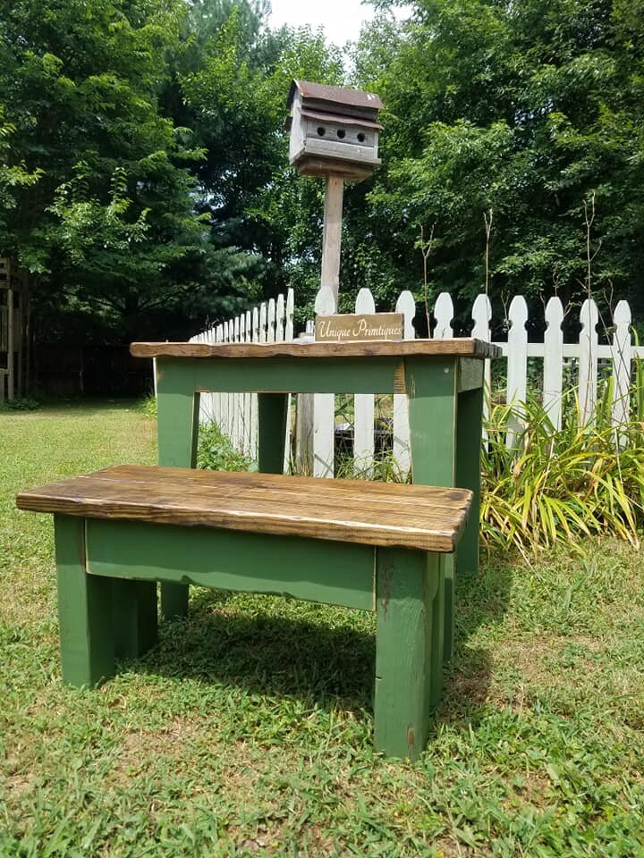 RUSTIC FARMHOUSE TABLE & Two Benches 3-piece Set Bench | Etsy