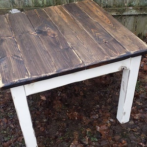SQUARE FARMHOUSE TABLE Small Kitchen Dining Farm House Reclaimed Wood ...