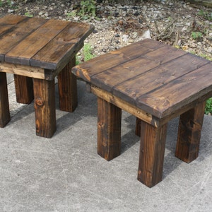 RUSTIC FARMHOUSE END Tables Farm House Set of Two Dark Walnut Reclaimed ...